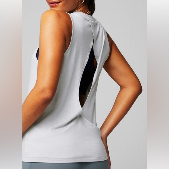 Fabletics | Tops | Fabletics Dry Flex Open Back Classic White Tank ...